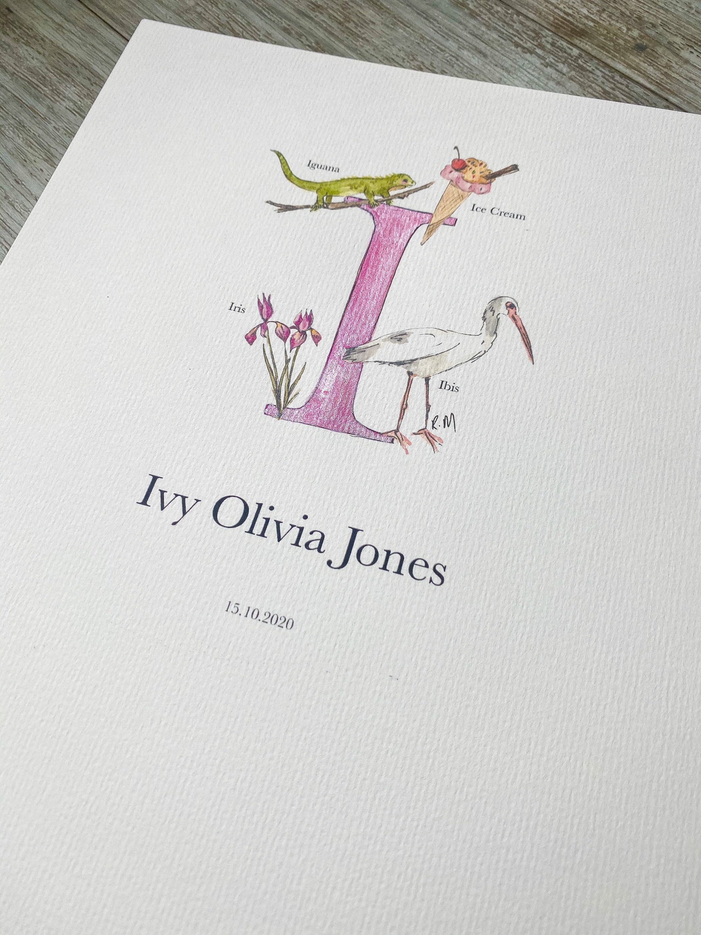 Letter A Personalised Initial Illustration Baby Initial | Etsy