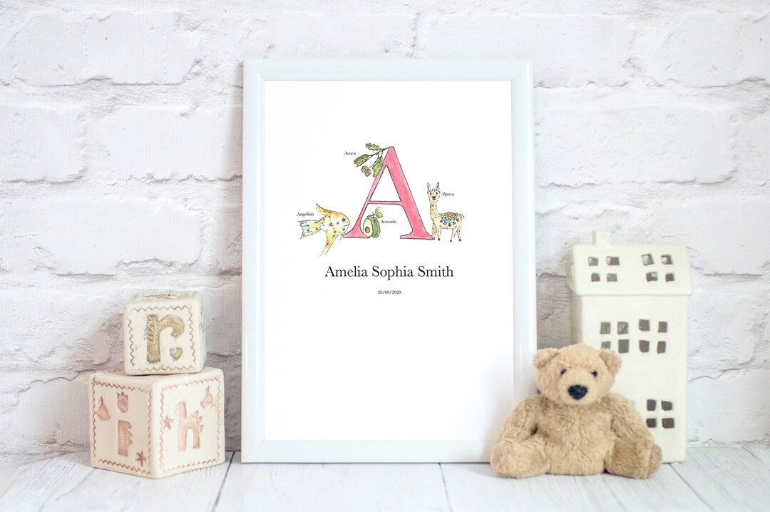 Letter A Personalised Initial Illustration Baby Initial - Etsy