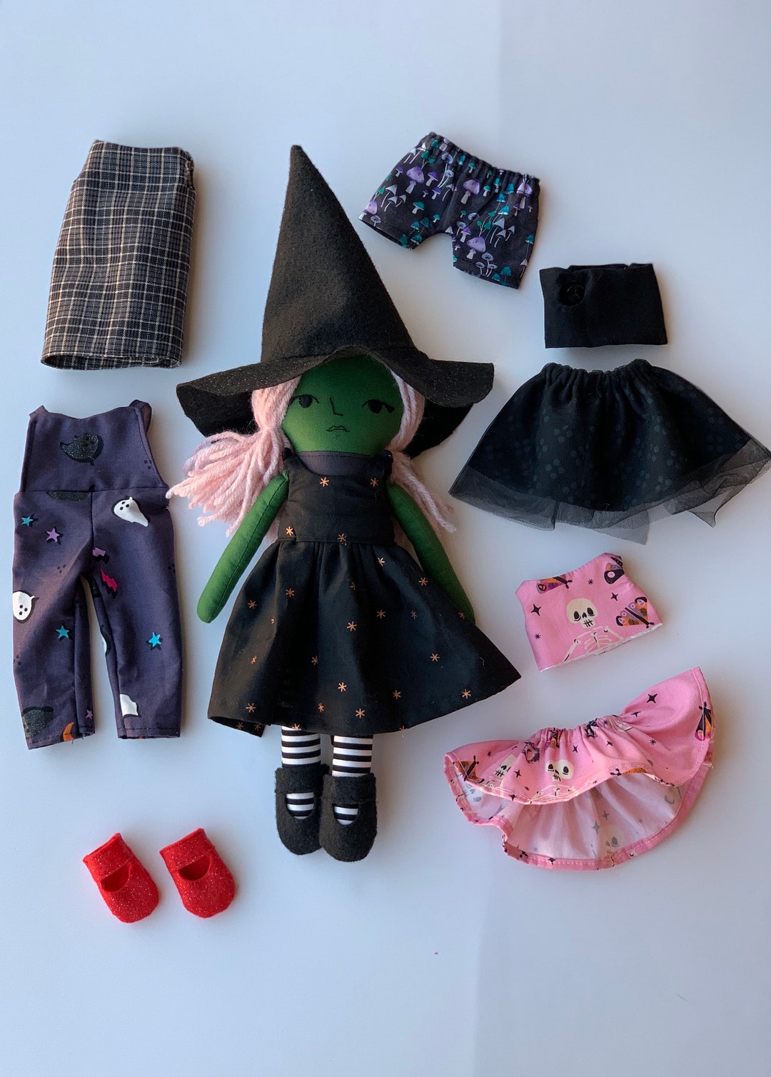 Witch Doll, Handmade Cloth Dress up Doll, Halloween Doll Playset - Etsy