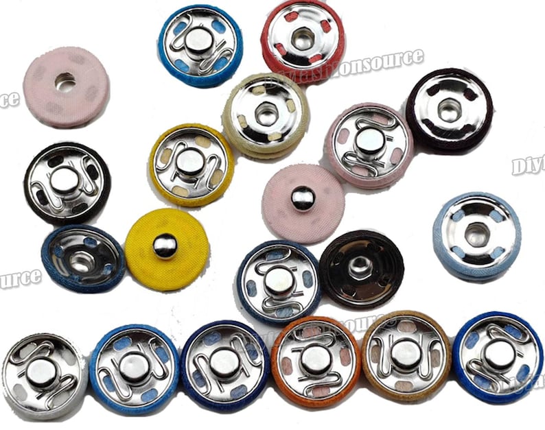 10set Fabric Covered Metal Sew-on Invisible Snap Fastener Press Studs ...