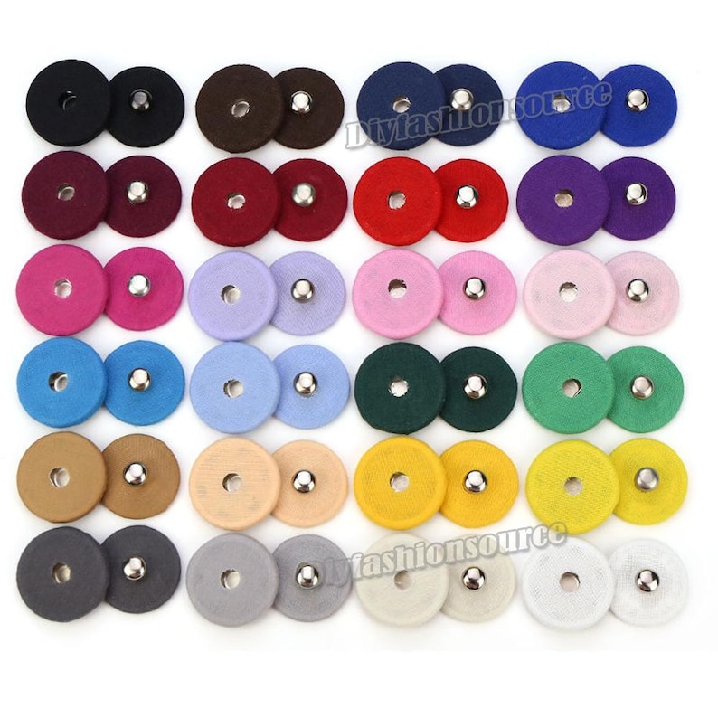 10set Fabric Covered Metal Sew-on Invisible Snap Fastener Press Studs ...
