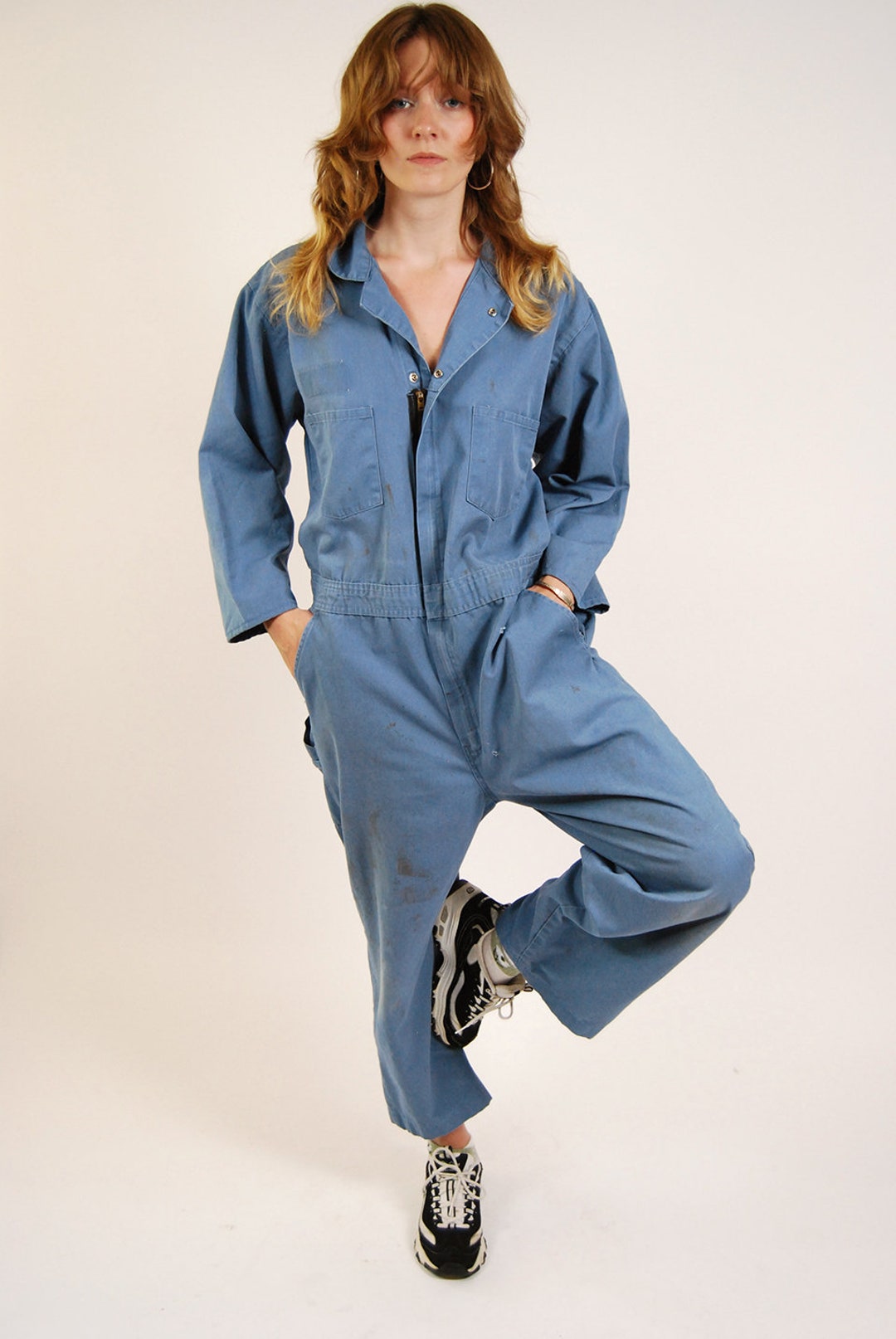 90s Oversize Jumpsuit (XL) Vintage Powder Blue Aramark Coveralls Men ...