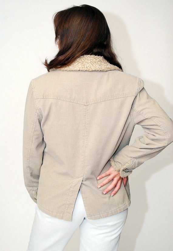 Vintage Corduroy Jacket (M) beige Y2K faux shearling … - Gem