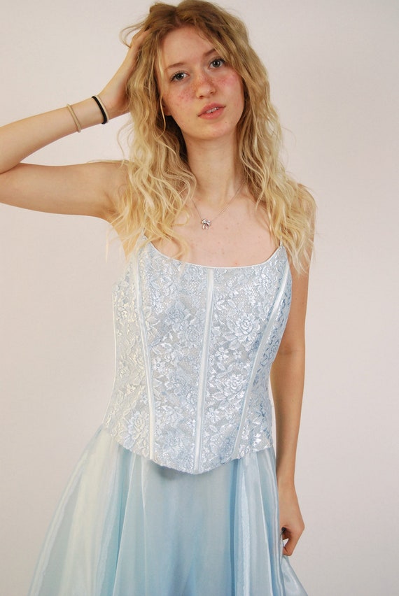 Vintage Princess Gown (S) light blue 90s prom dress s… - Gem