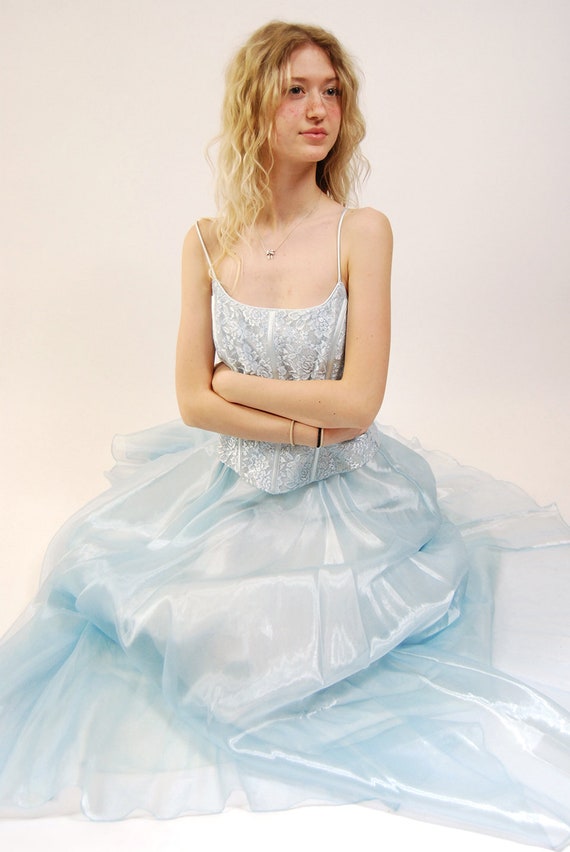 Vintage Princess Gown (S) light blue 90s prom dress s… - Gem