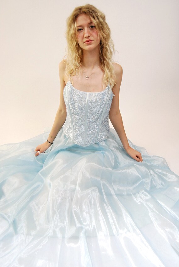 Vintage Princess Gown (S) light blue 90s prom dress s… - Gem