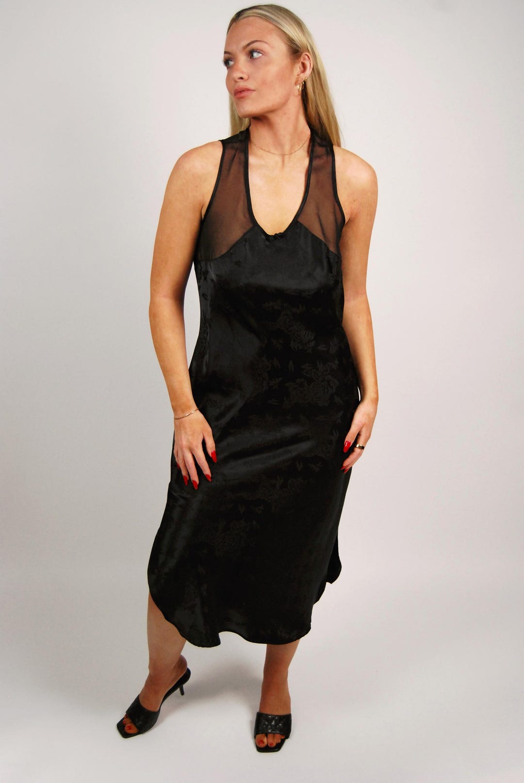90s Slip Dress (M) Black Vintage - Etsy