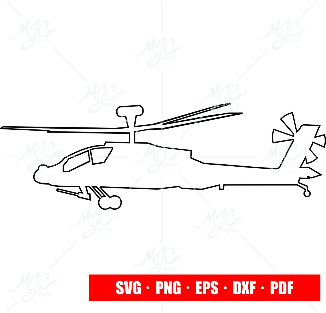 Helicopter Svg, AH64 Outline, Apache Outline, AH64 Svg, AH64 Apache ...