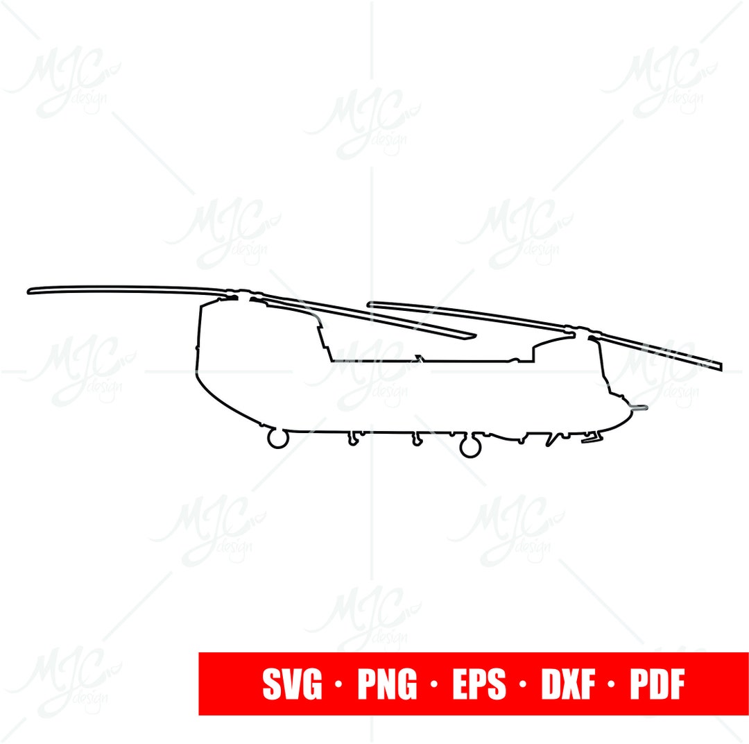 Helicopter Svg, CH47 Outline, Chinook Outline, CH47 Svg, CH47 Chinook ...