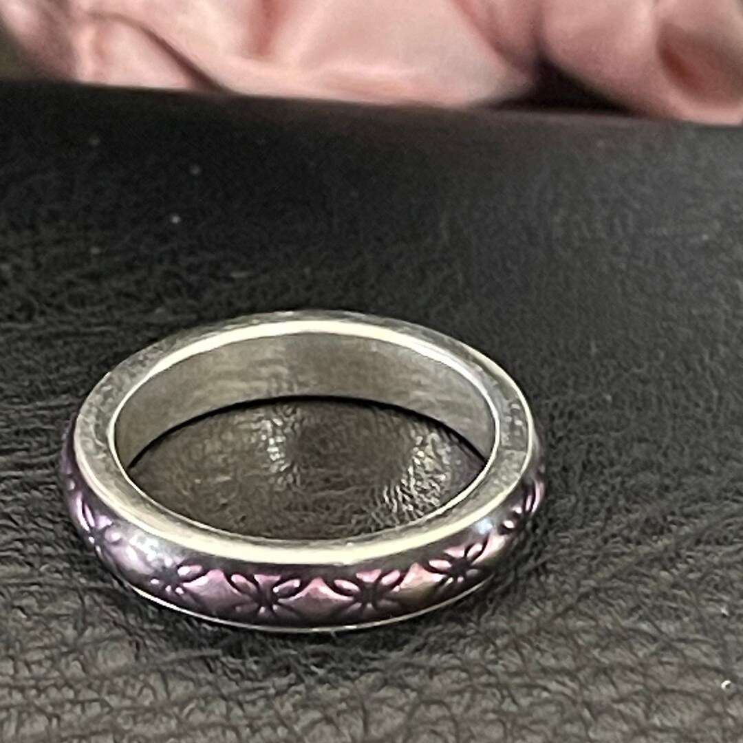 PANDORA Sterling Silver Purple Enamel Flower Band Ring Size 9 - Etsy