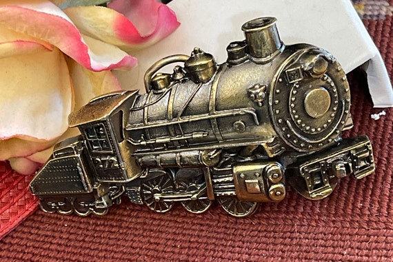 Vintage Brass Color Locomotive Train Belt Buckle Grea… - Gem