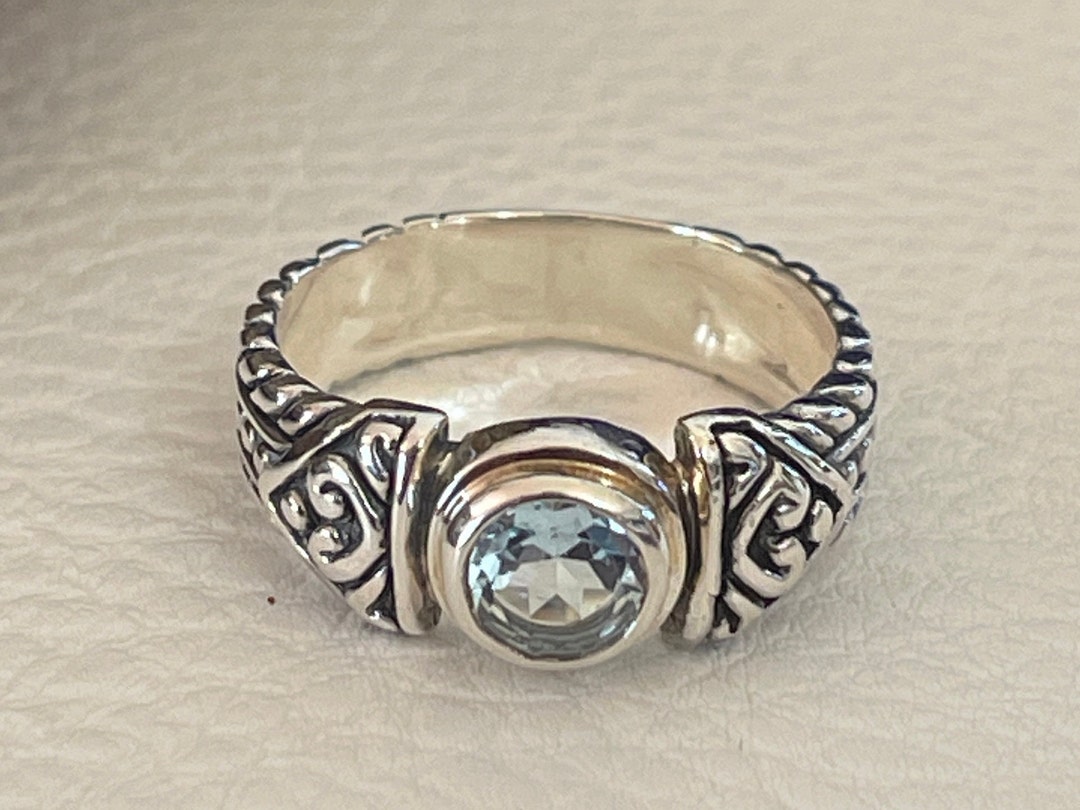 ATI Sterling Detail Band Topaz Ring Size 9 - Etsy