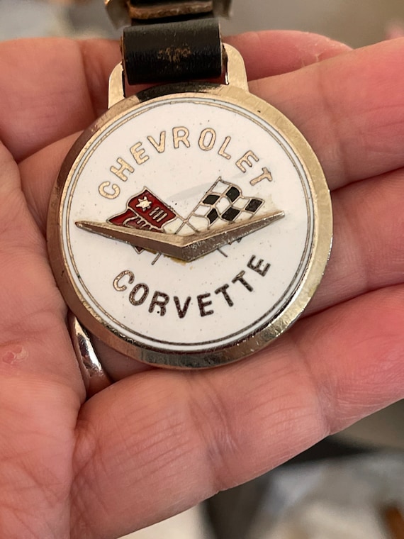 Pocket Watch Fob Enamel Chevrolet Corvette Logo with … - Gem