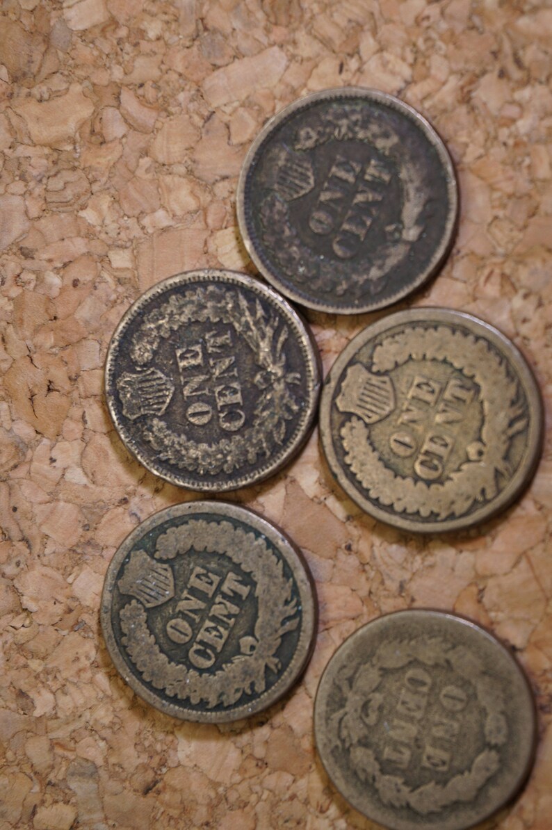 5-copper Nickle Indian Head Pennies - Etsy