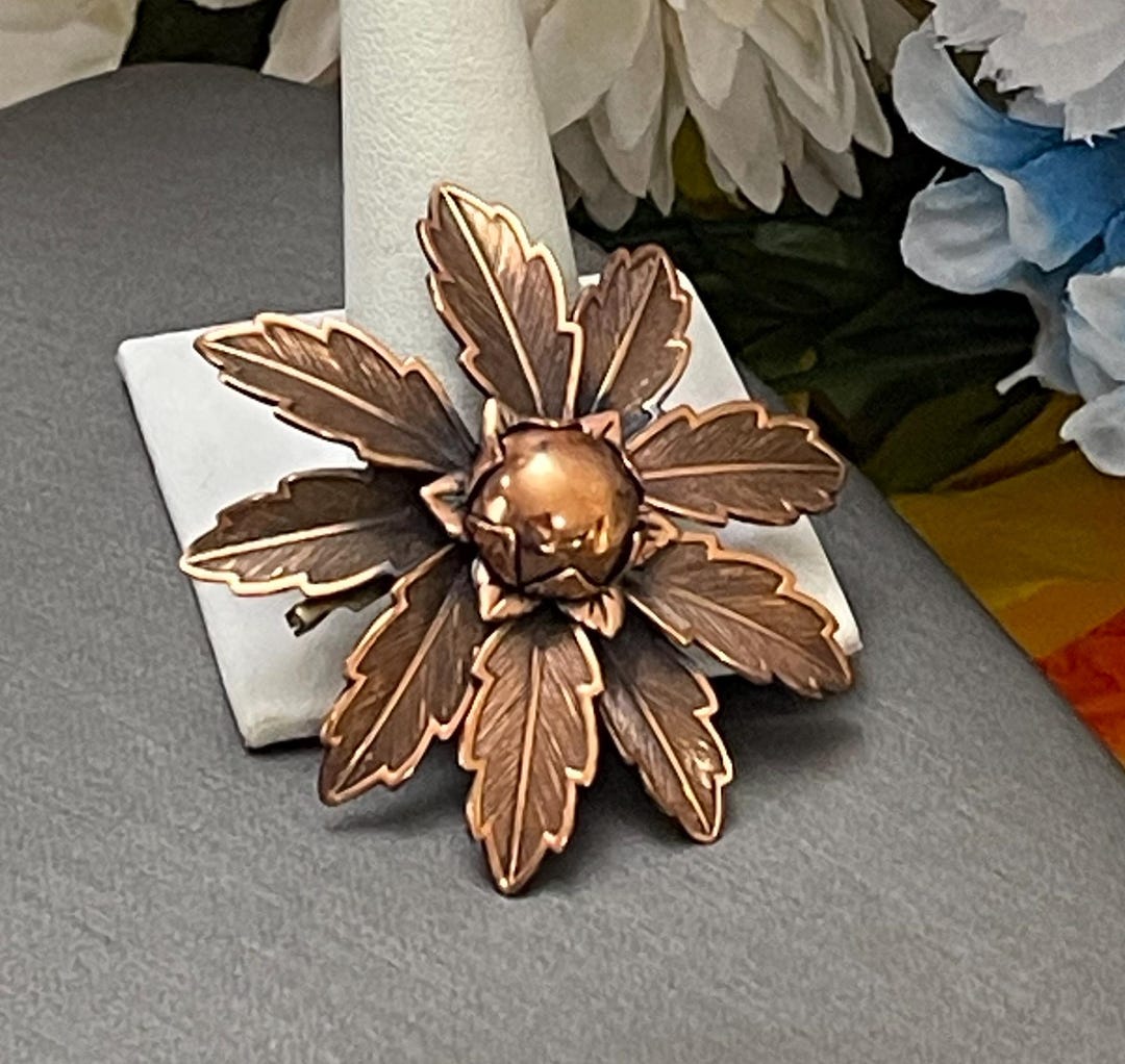 Vintage Bell Trading Post Copper Flower Pin Brooch - Etsy
