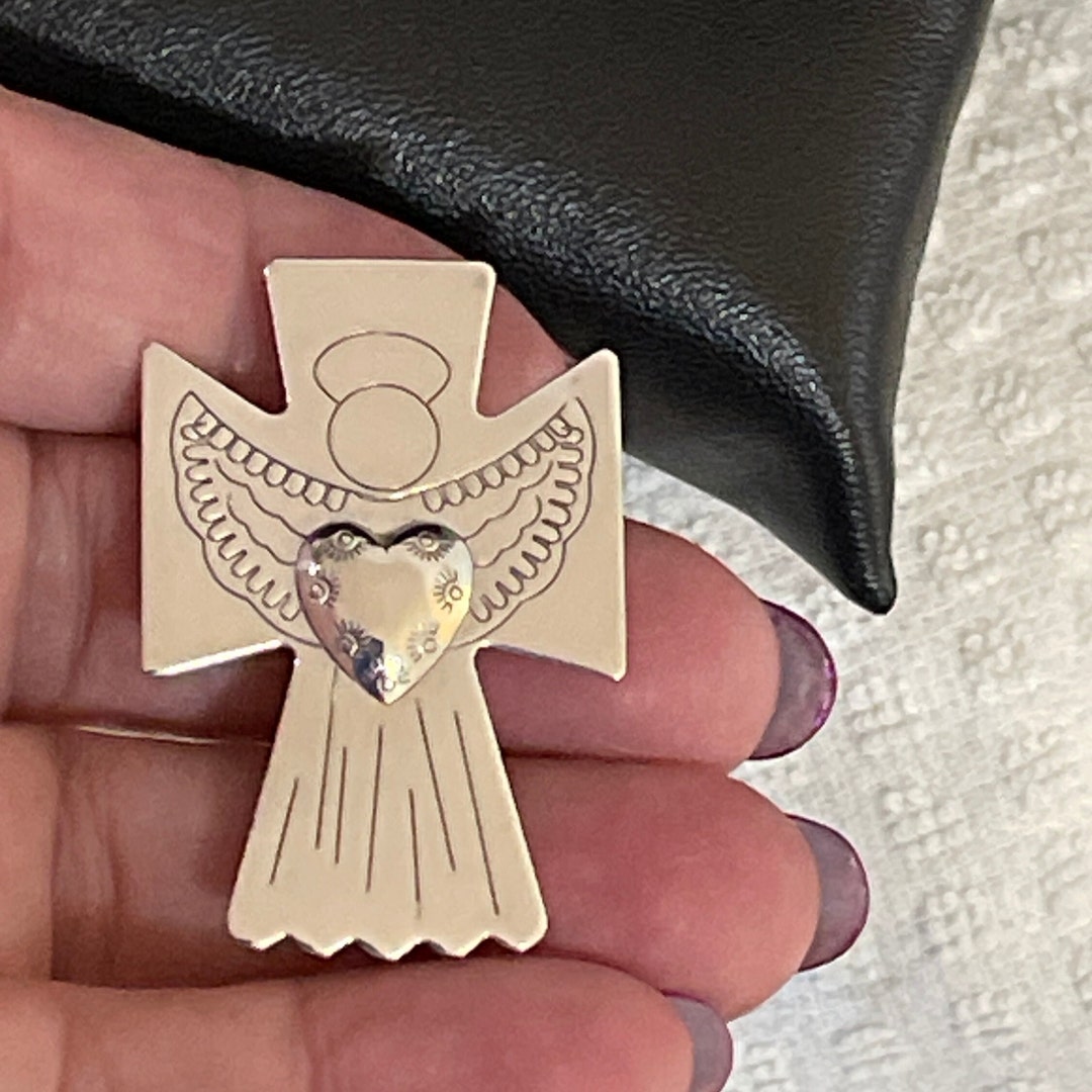 Vintage Carolyn Pollack Relios Sterling Silver Angel Pin Pendant Brooch ...