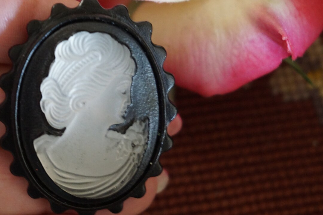 Pretty MOP Shell Painted Cameo Brooch Pin - Etsy