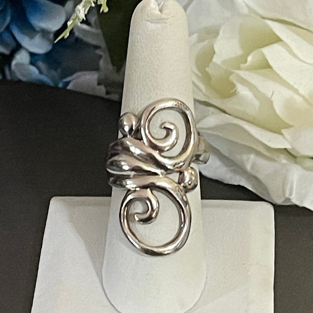 Vintage Large Sterling Scroll Open Work Ring Size 8 - Etsy