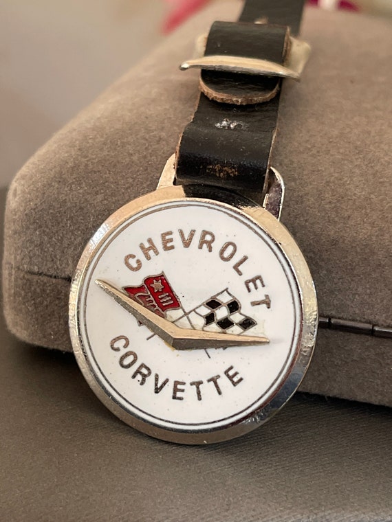 Pocket Watch Fob Enamel Chevrolet Corvette Logo with … - Gem