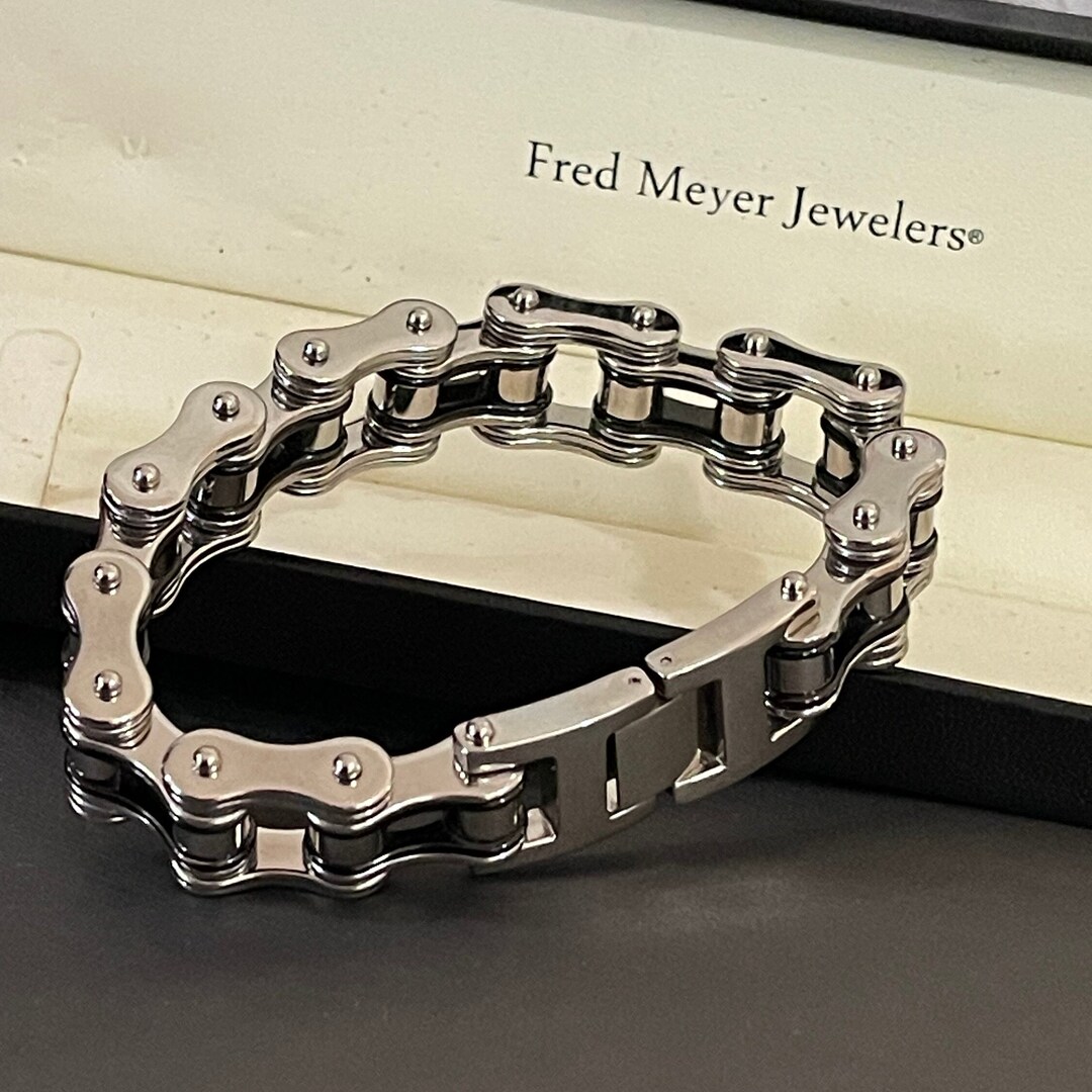 Men's Punk Biker Stainless Steel Motorcycle Chain Bracelet Fred Meyers ...
