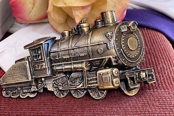 Vintage Brass Color Locomotive Train Belt Buckle Grea… - Gem