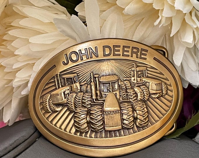 Vintage 1981 John Deere Brass Color Belt Buckle Estate John Deere Belt ...