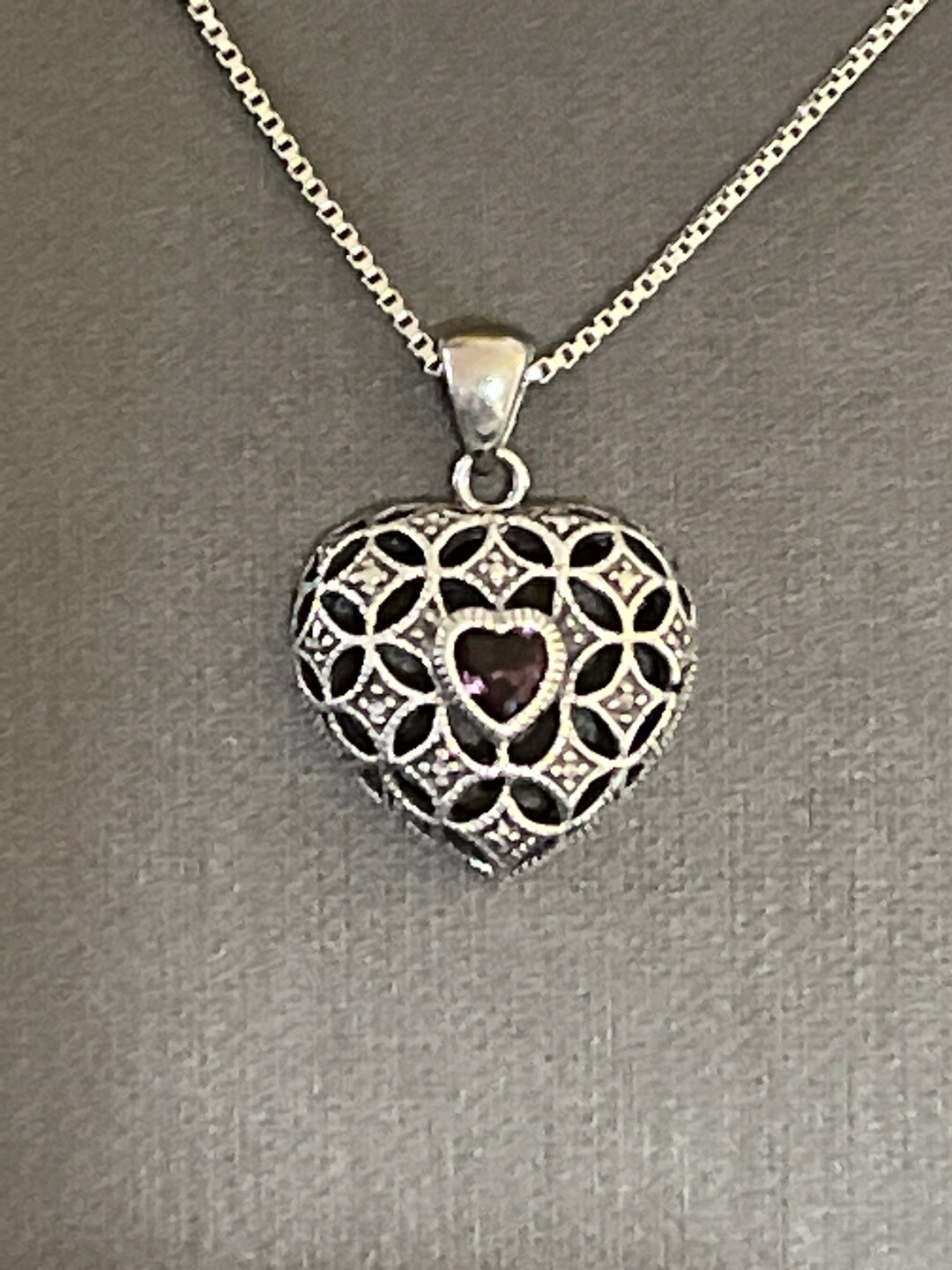 Vintage Avon Sterling Silver Filligree Purple Stone Heart - Etsy
