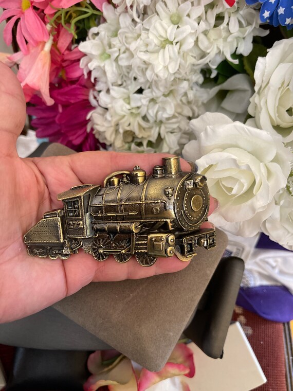 Vintage Brass Color Locomotive Train Belt Buckle Grea… - Gem