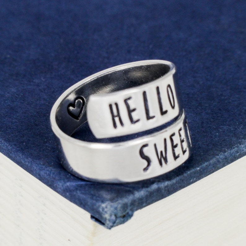 Hello Sweetie Ring Twist Ring Aluminum Wrap Ring - Etsy