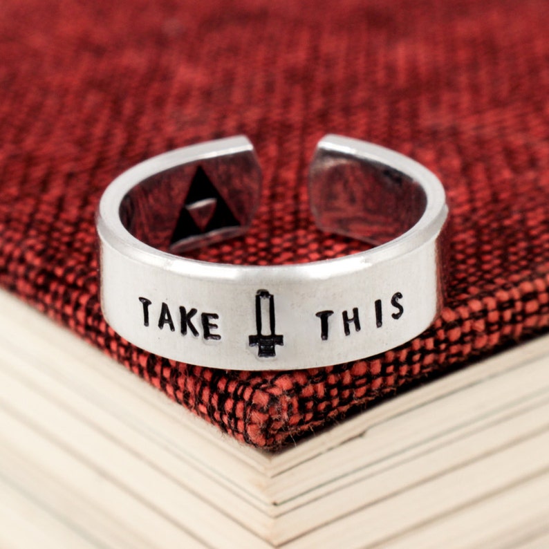 Take This Ring: Hand Stamped Aluminum Gamer Cuff With Pixel Sword - Etsy