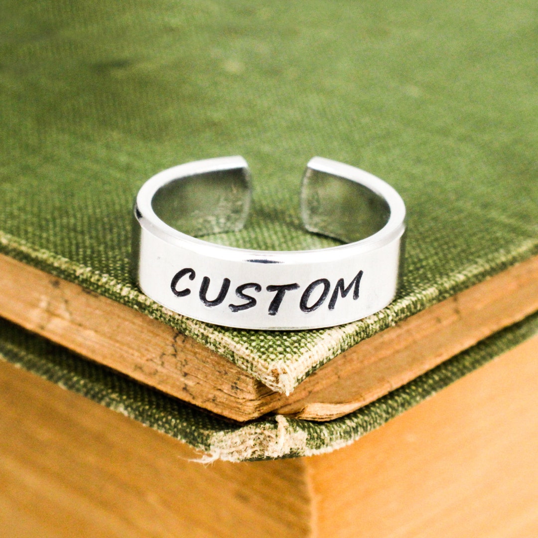 Personalized Ring: Custom Text With Adjustable Band - Etsy