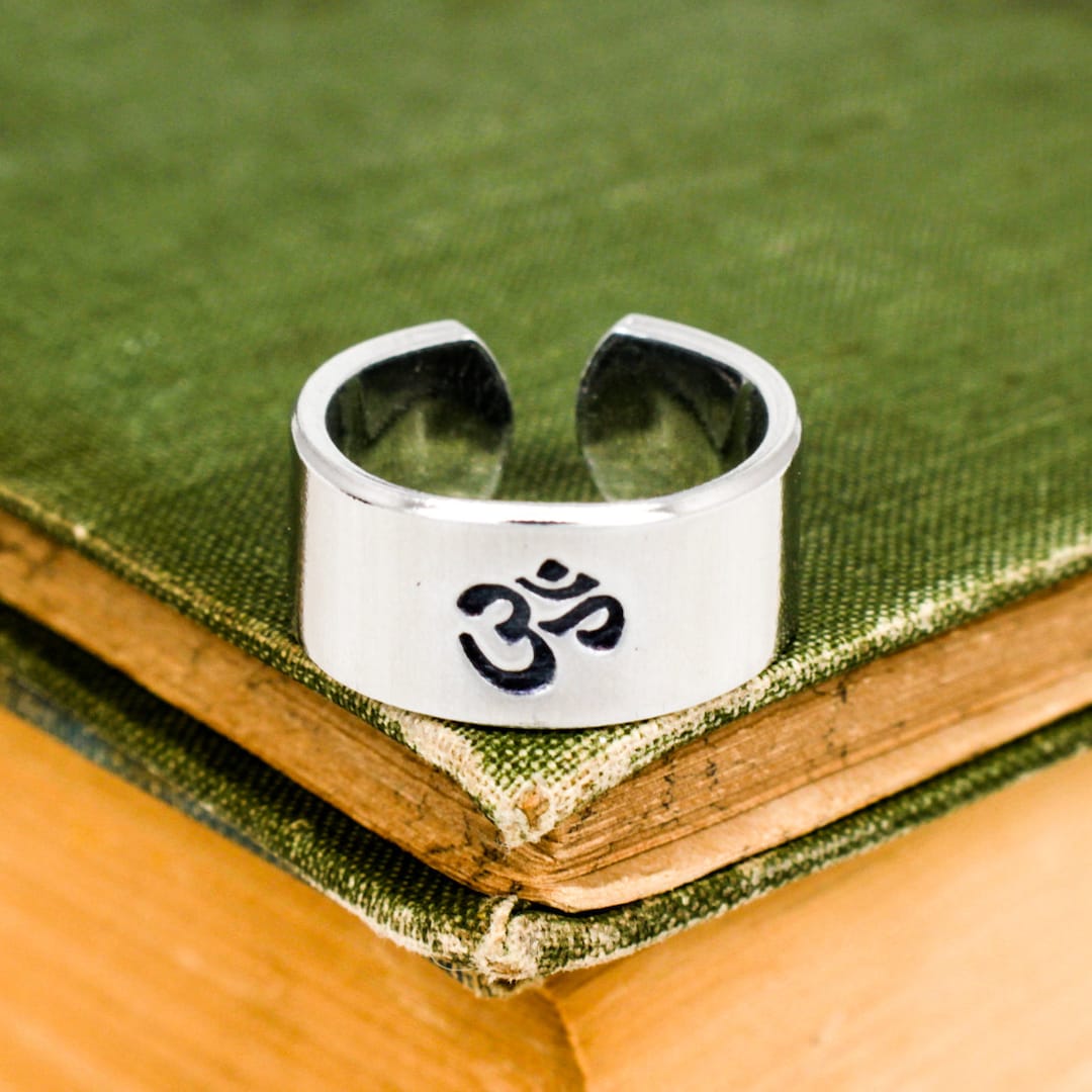Om Symbol, Yoga Jewelry, Peace, Positivity, Adjustable Aluminum Ring - Etsy