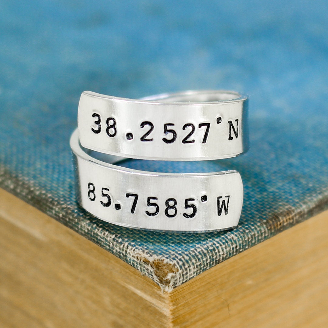 Custom Coordinates Ring, Personalized Ring, Couples Ring, Long Distance ...