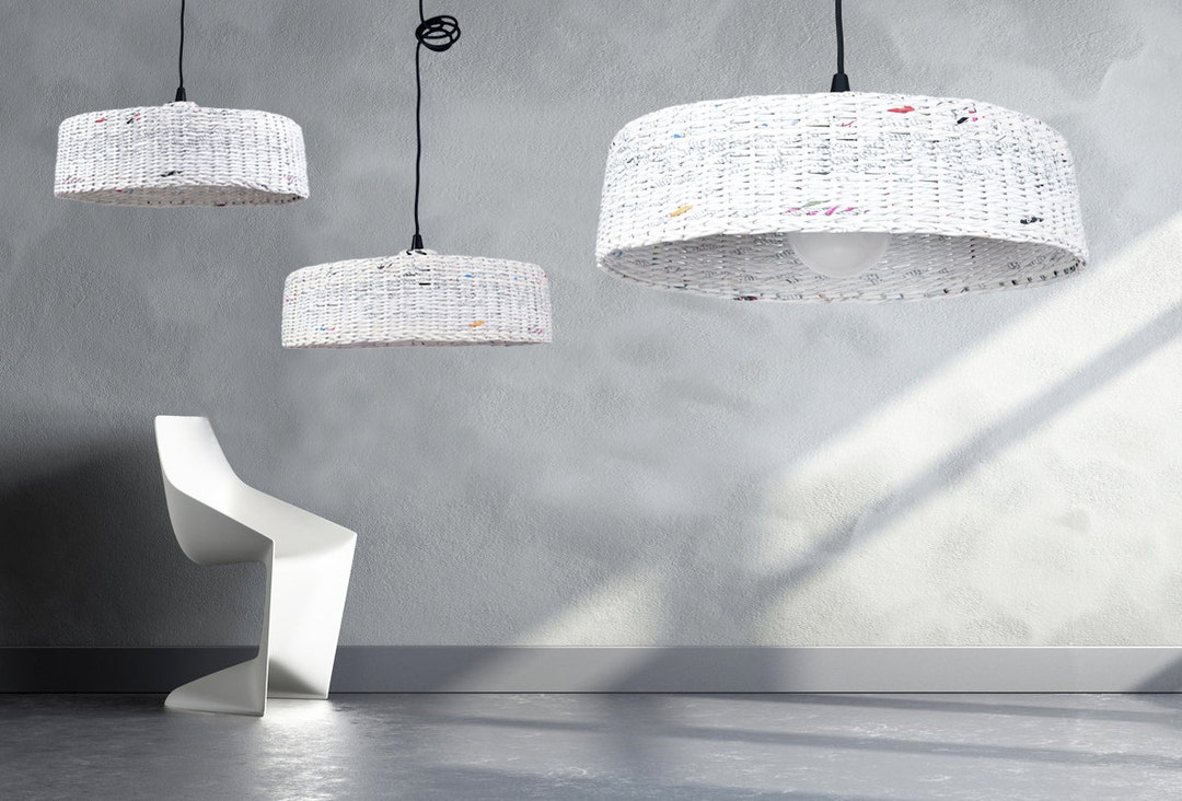 Geometric Pendant Eco Lamp Simple Shape Hanging Big White Lamp Minimal ...