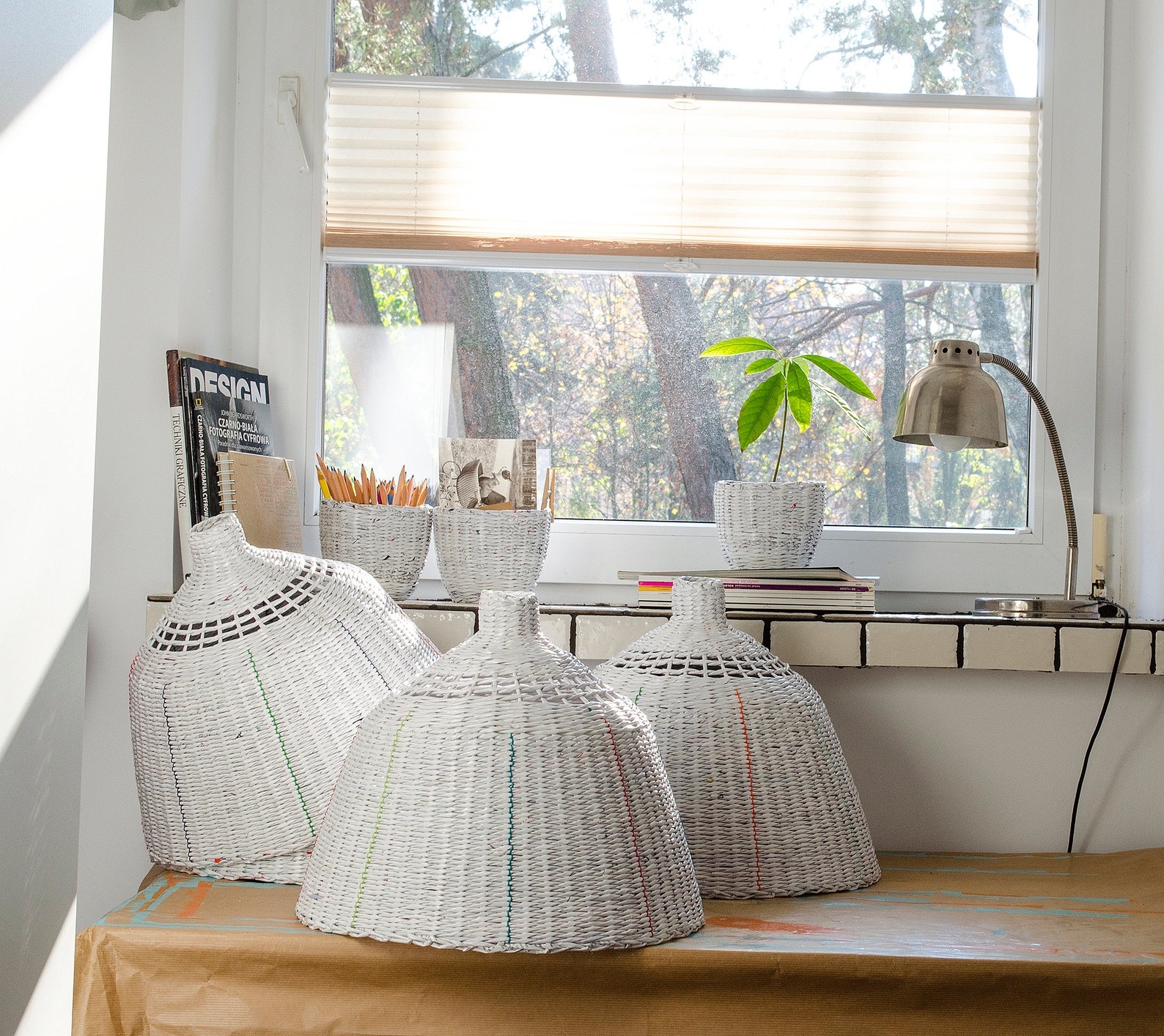 Industrial Hanging Eco Paper Lamp Minimal Designer Pendant Light White ...