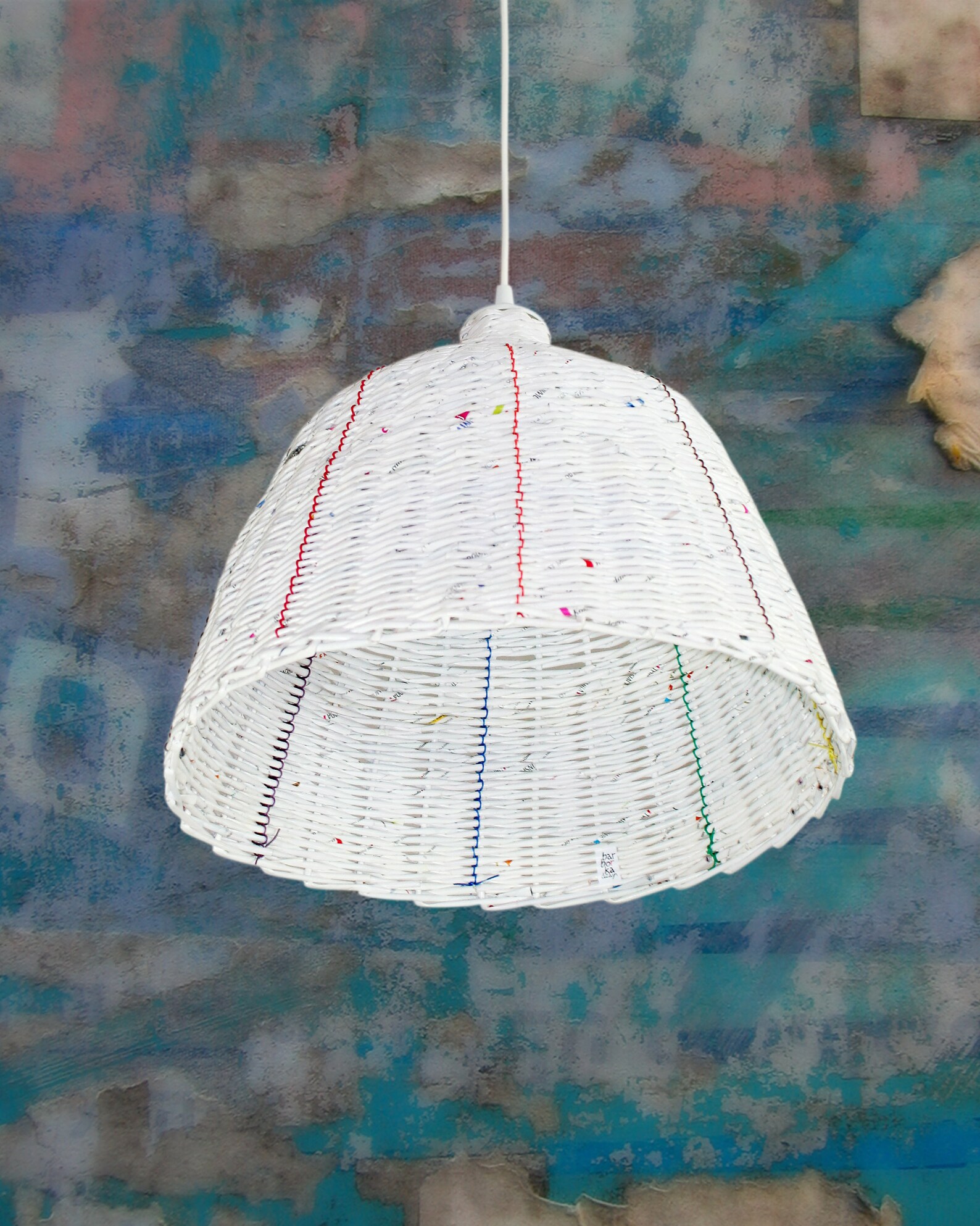 Industrial Hanging Eco Paper Lamp Minimal Designer Pendant Light White ...