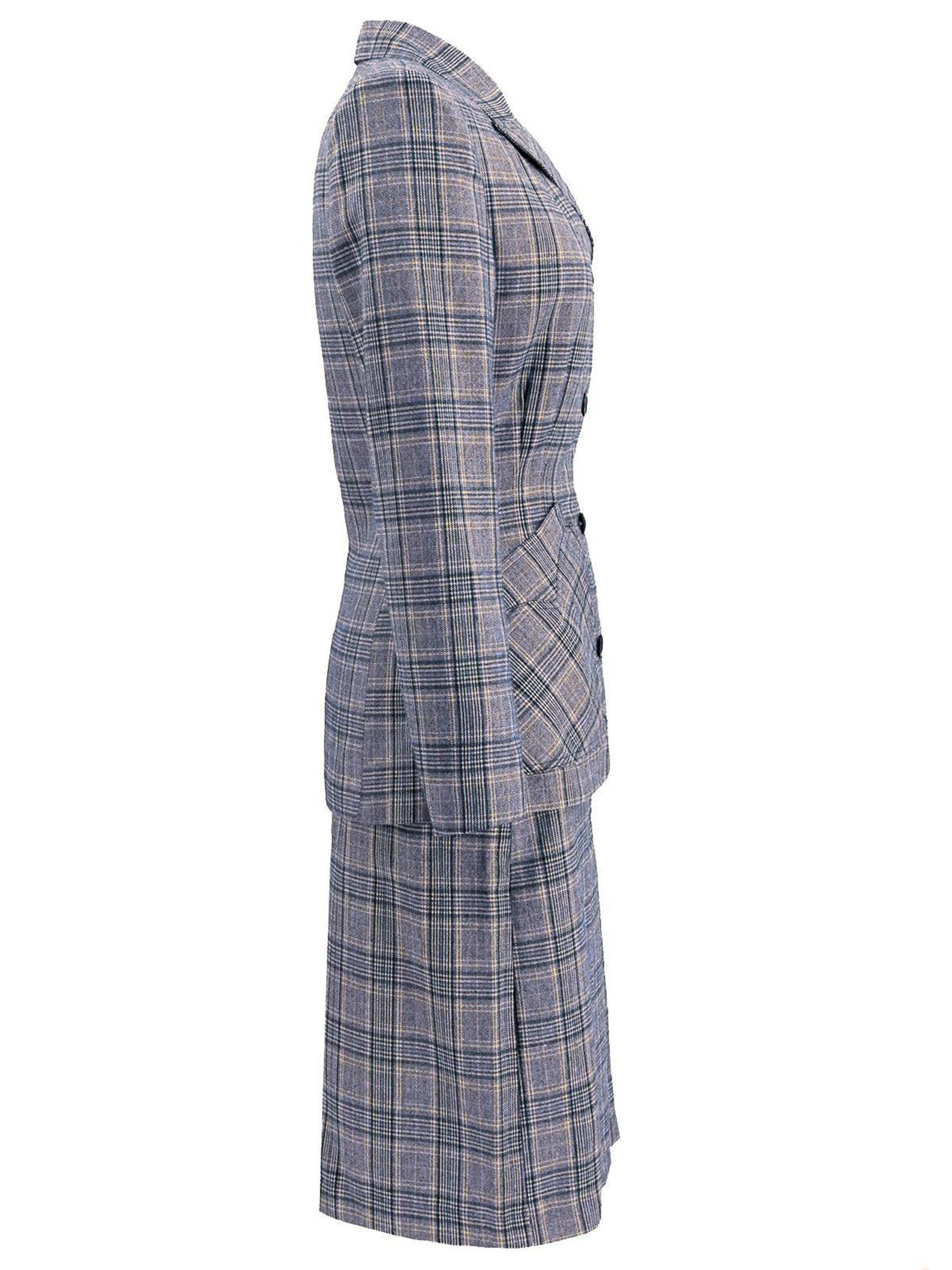 Blue Check Forties Skirt Suit - 1940s Style Authentic Vintage CC41 ...