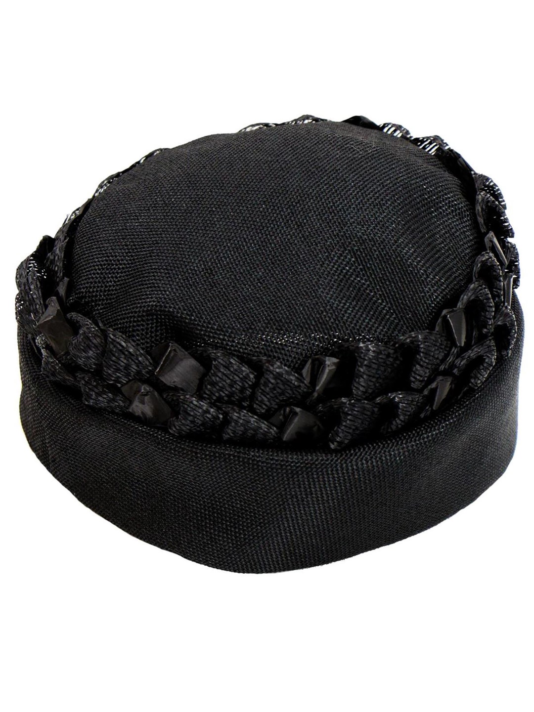 1960s Black Raffia Lattice Hat - Cuffed Brim Vintage - Etsy