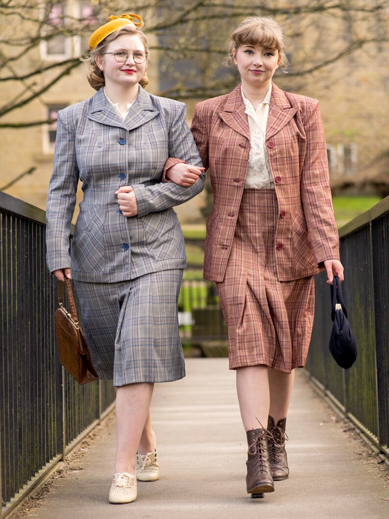 Blue Check Forties Skirt Suit - 1940s Style Authentic Vintage CC41 ...