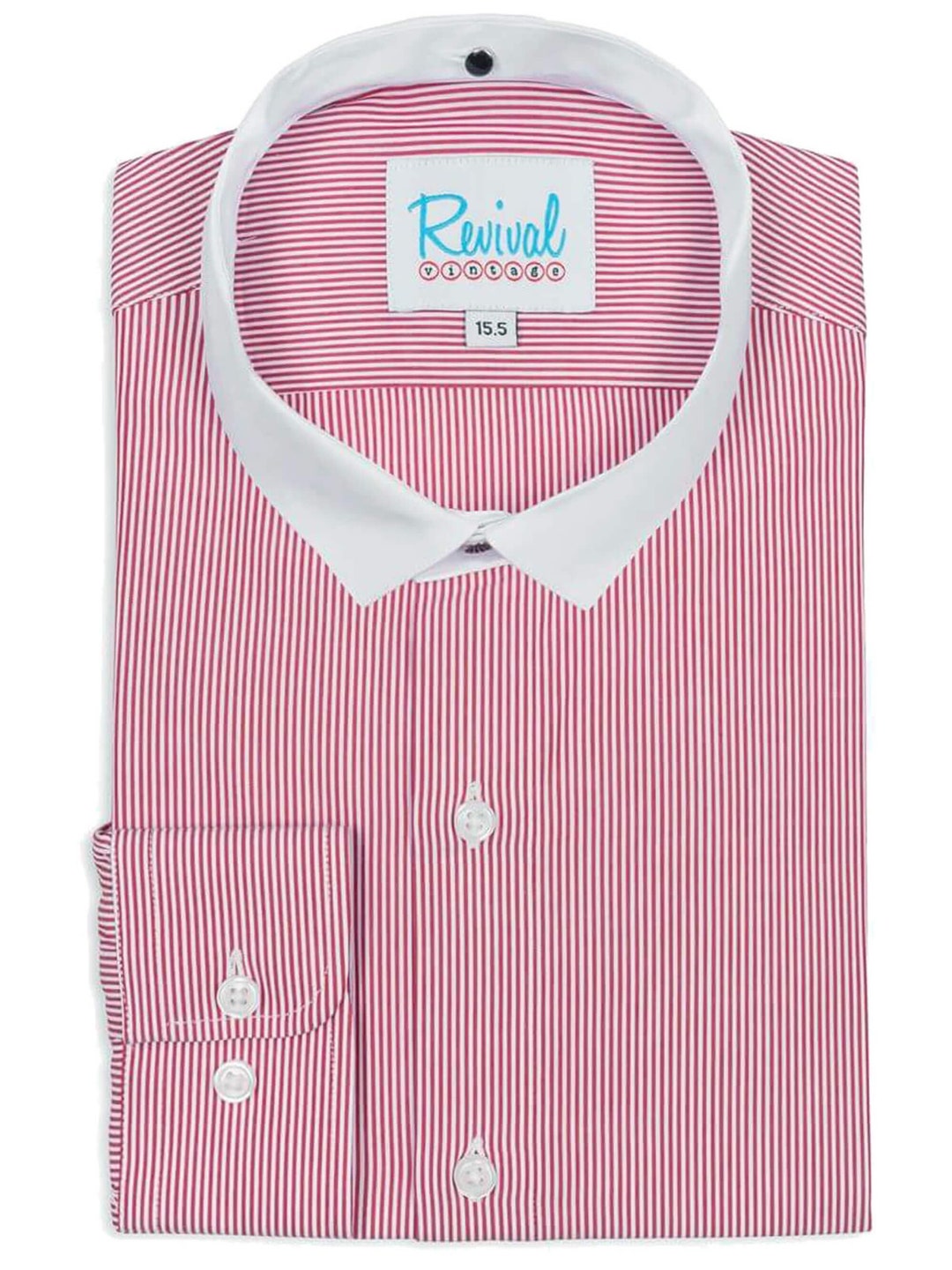 Red Stripe Shirt With Banker Collar - 1930s 1940s Authentic Vintage ...