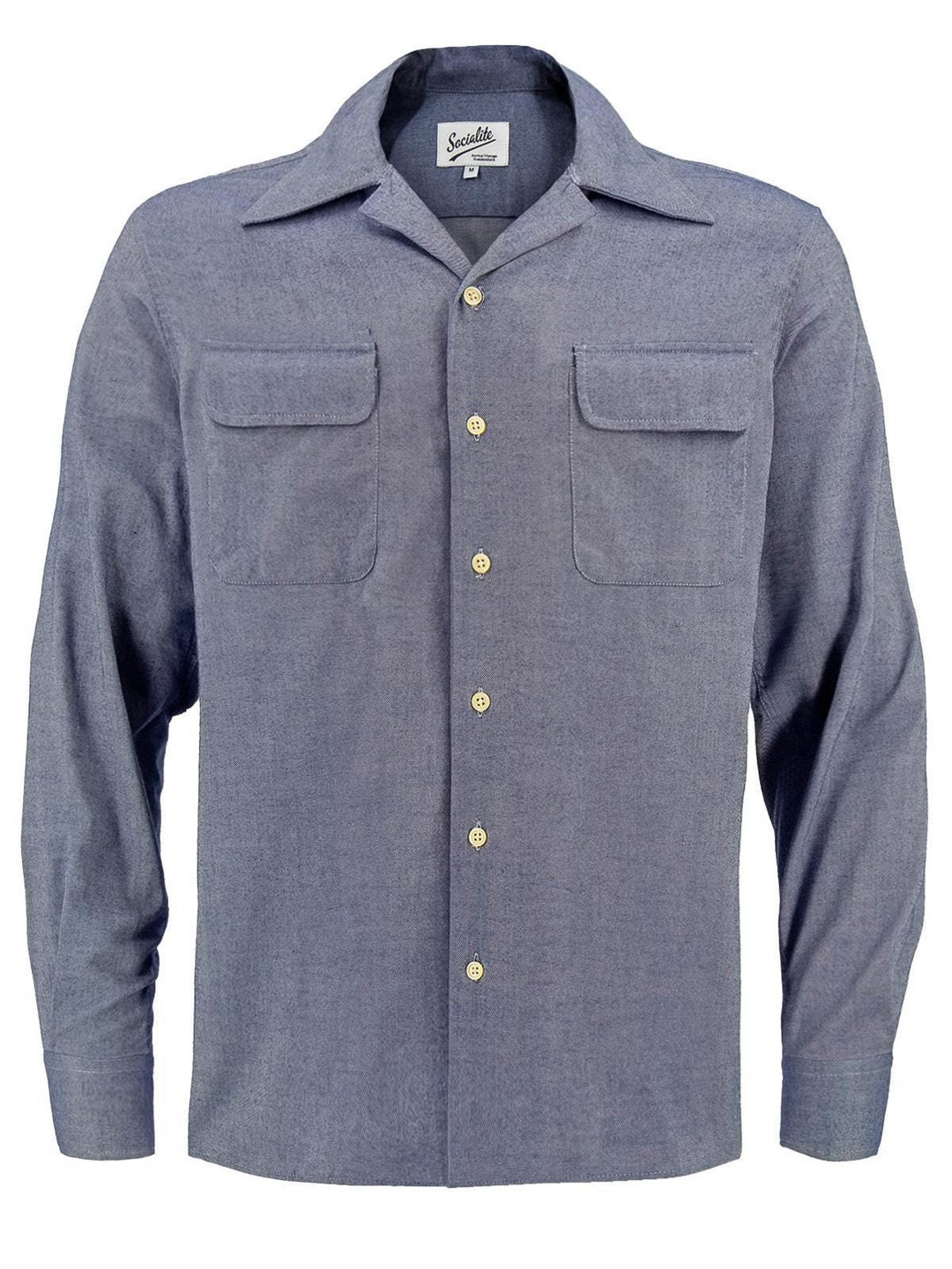 Mens 1950s Blue Cotton Twill Camp Shirt – Retro Revival - Etsy