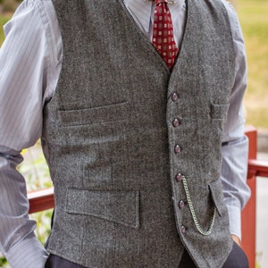 Herringbone Wool Waistcoat - 1940s Style Authentic Vintage Look ...