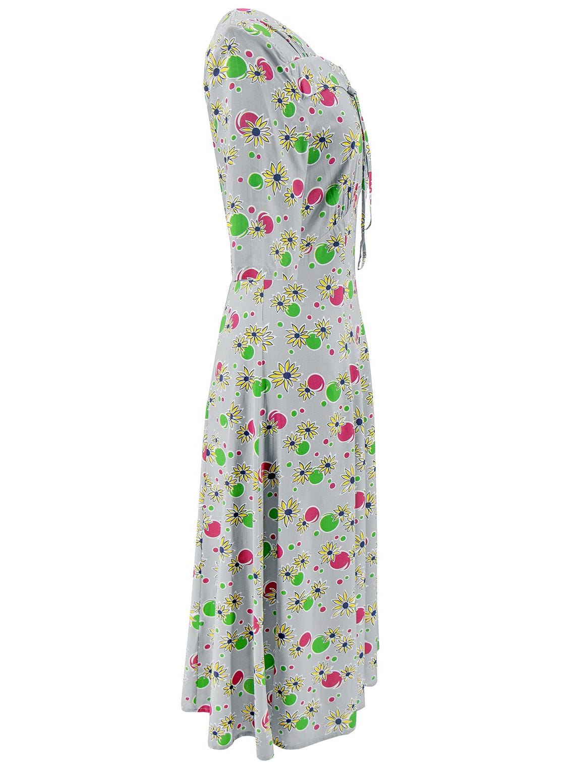 Vintage Style 1940s Floral Tribute Dress - Classic Daisy Bubble Print ...
