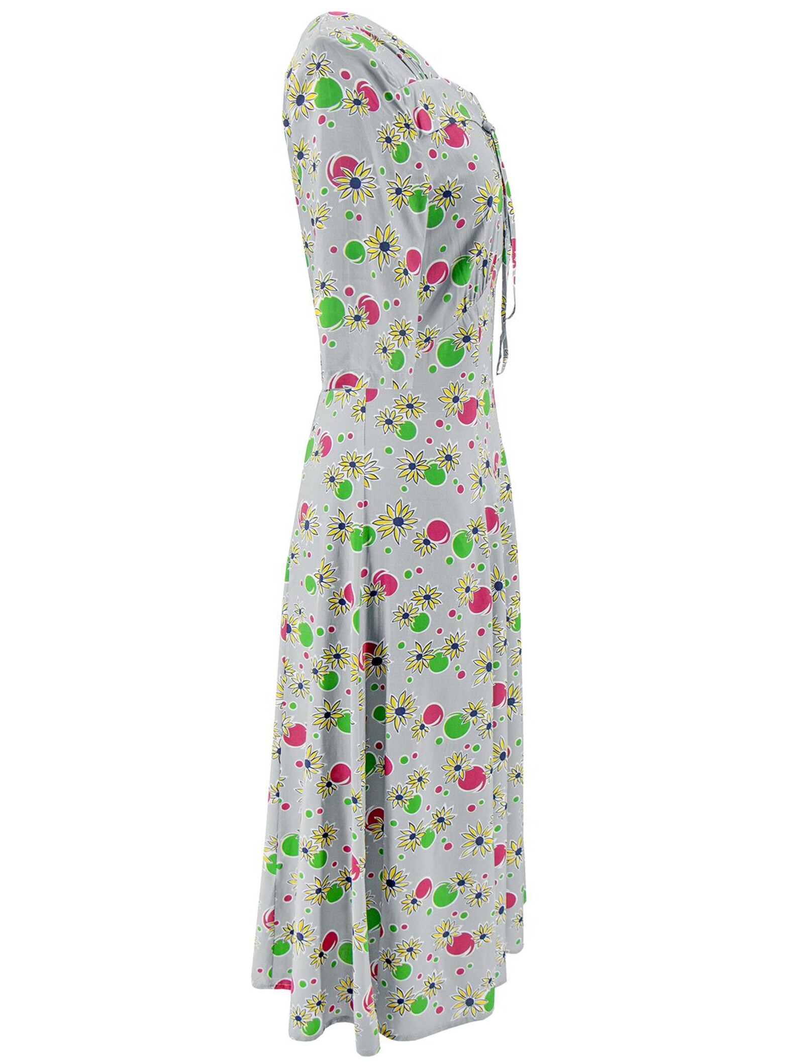 Vintage Style 1940s Floral Tribute Dress - Classic Daisy Bubble Print ...