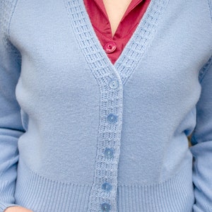 1950s Style Knit Cardigan - Bonbon Blue Cropped Cardigan - Etsy