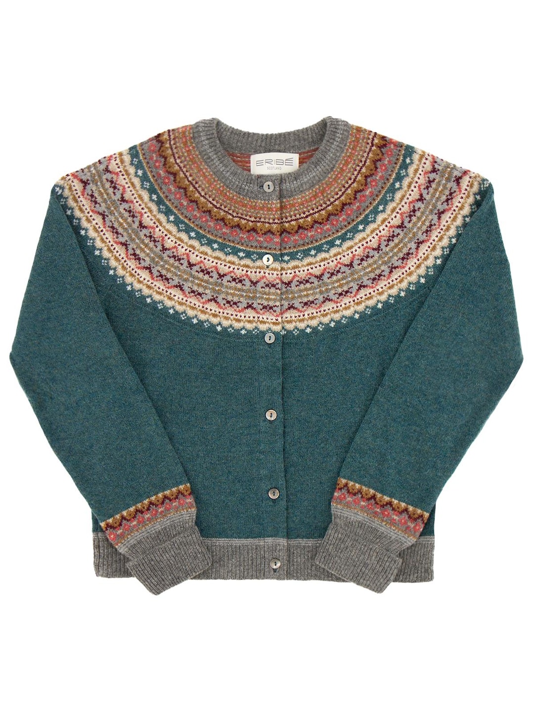 Merino Lambswool Cardigan - Women's 1940s Vintage Style Fairisle Alpine ...