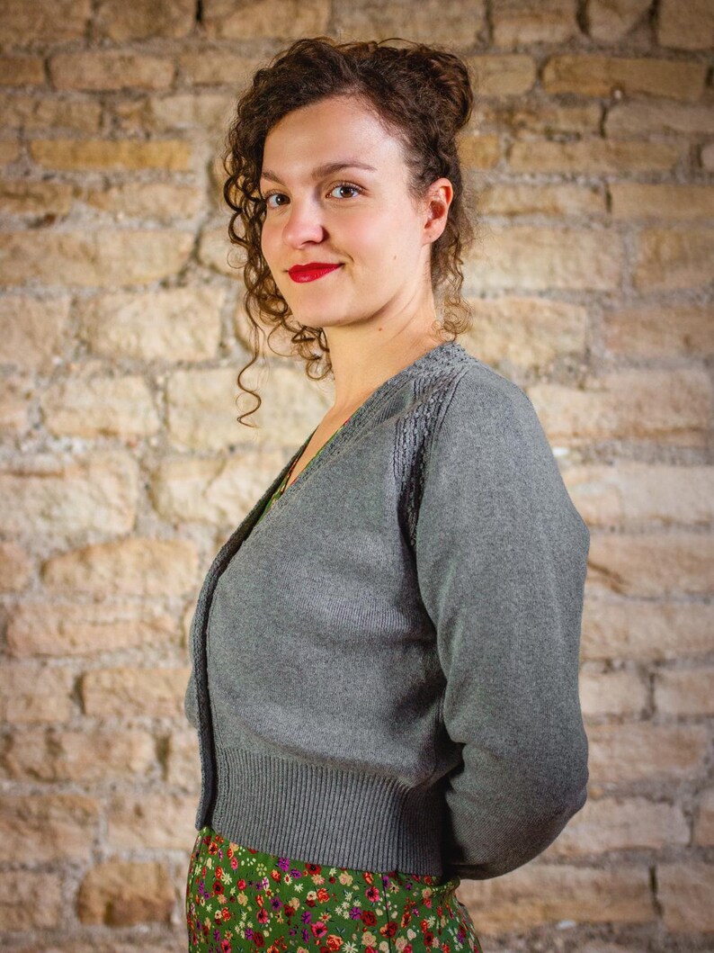 1950s Style Knit Cardigan - Grey Merino Wool Blend, Vintage Inspired - Etsy