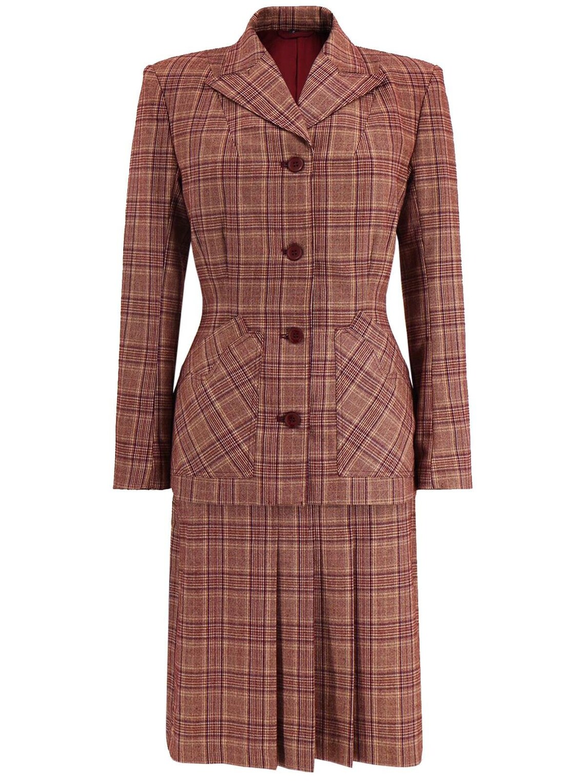 Red Check Forties Skirt Suit - 1940s Style Authentic Vintage CC41 ...