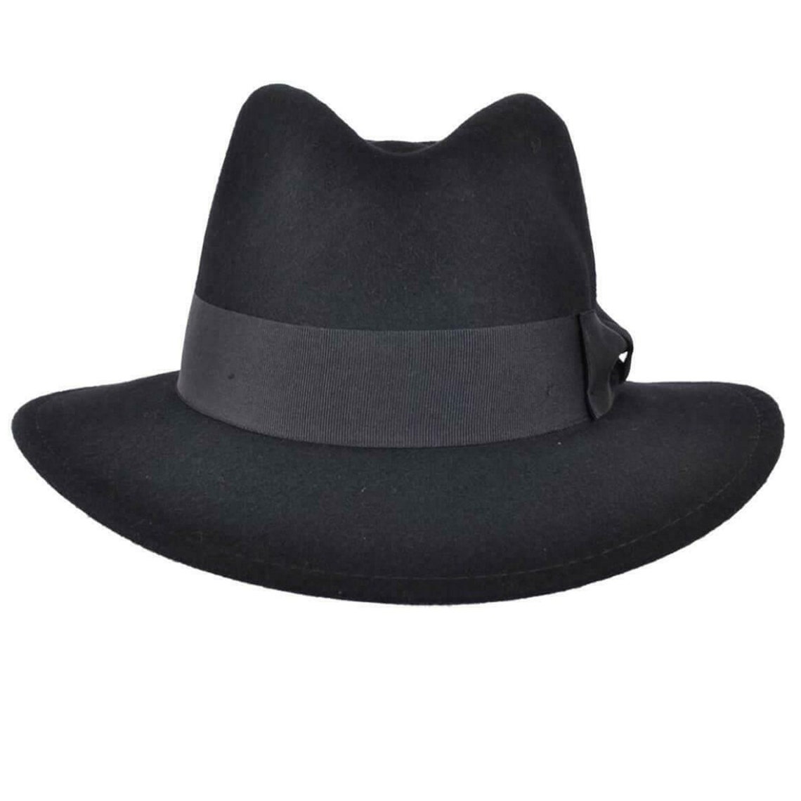 Classic Mens Fedora Hat Authentic 1940s Look Black Pure Wool Etsy
