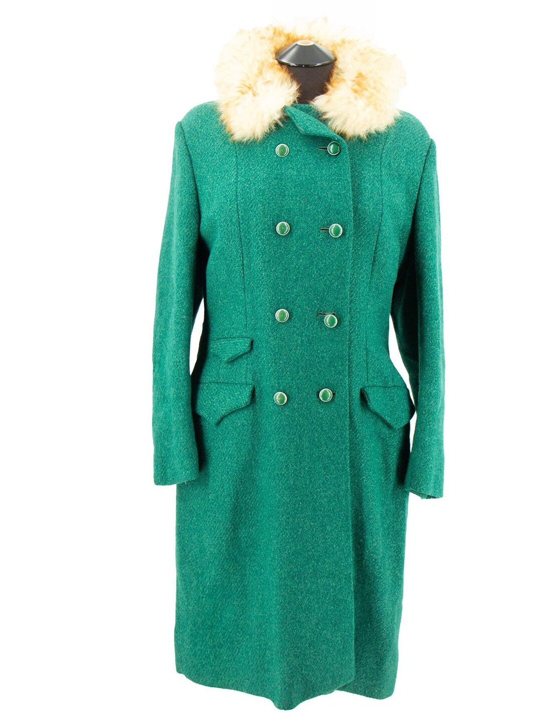 Emerald Green Vintage Wool & Sheepskin Coat UK 10 - Etsy